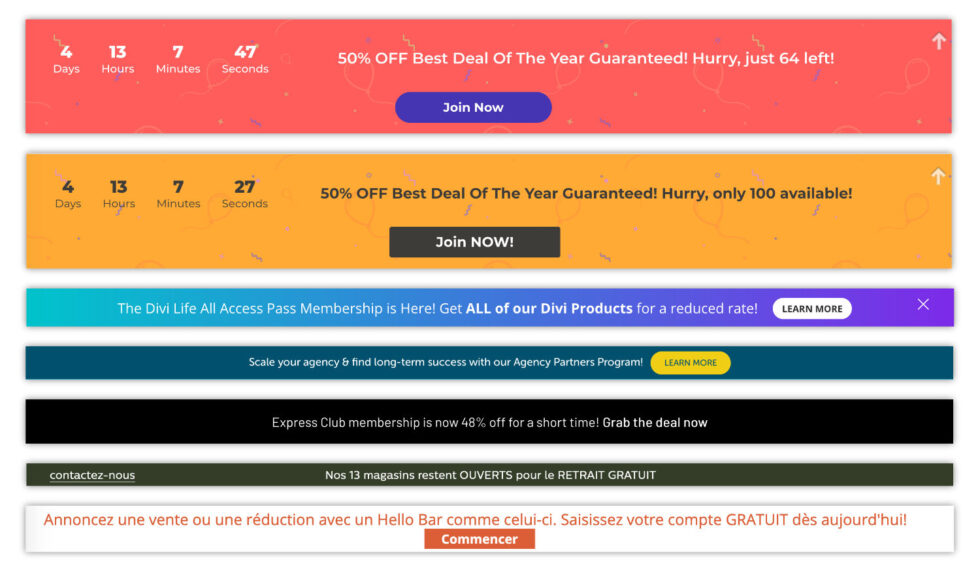 Divi or Hello Bar notification bar: no plugin!