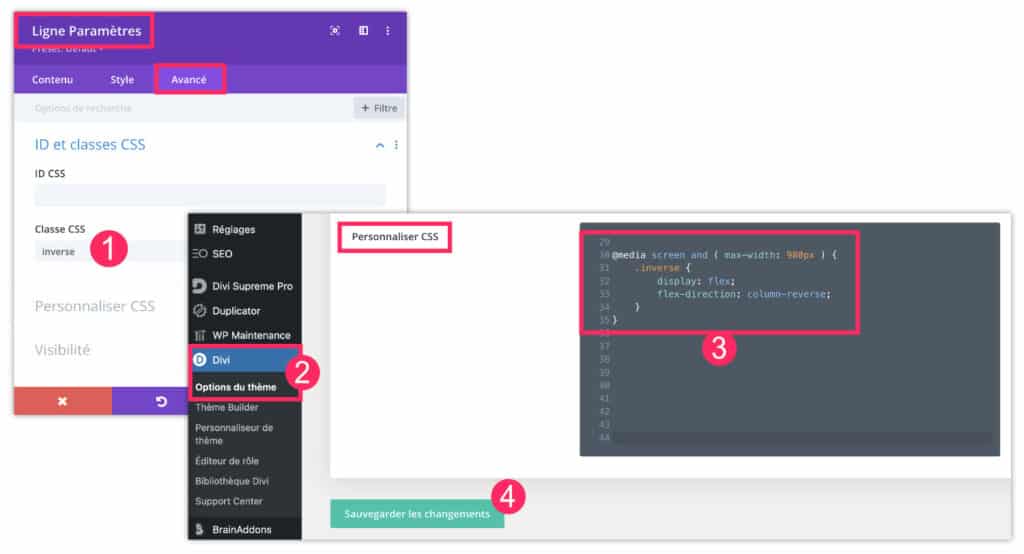 Inverser le sens des colonnes de Divi en version mobile