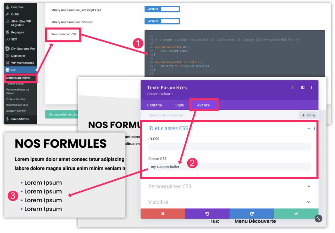 Personnaliser les points des listes à puces (bullet points) avec Divi